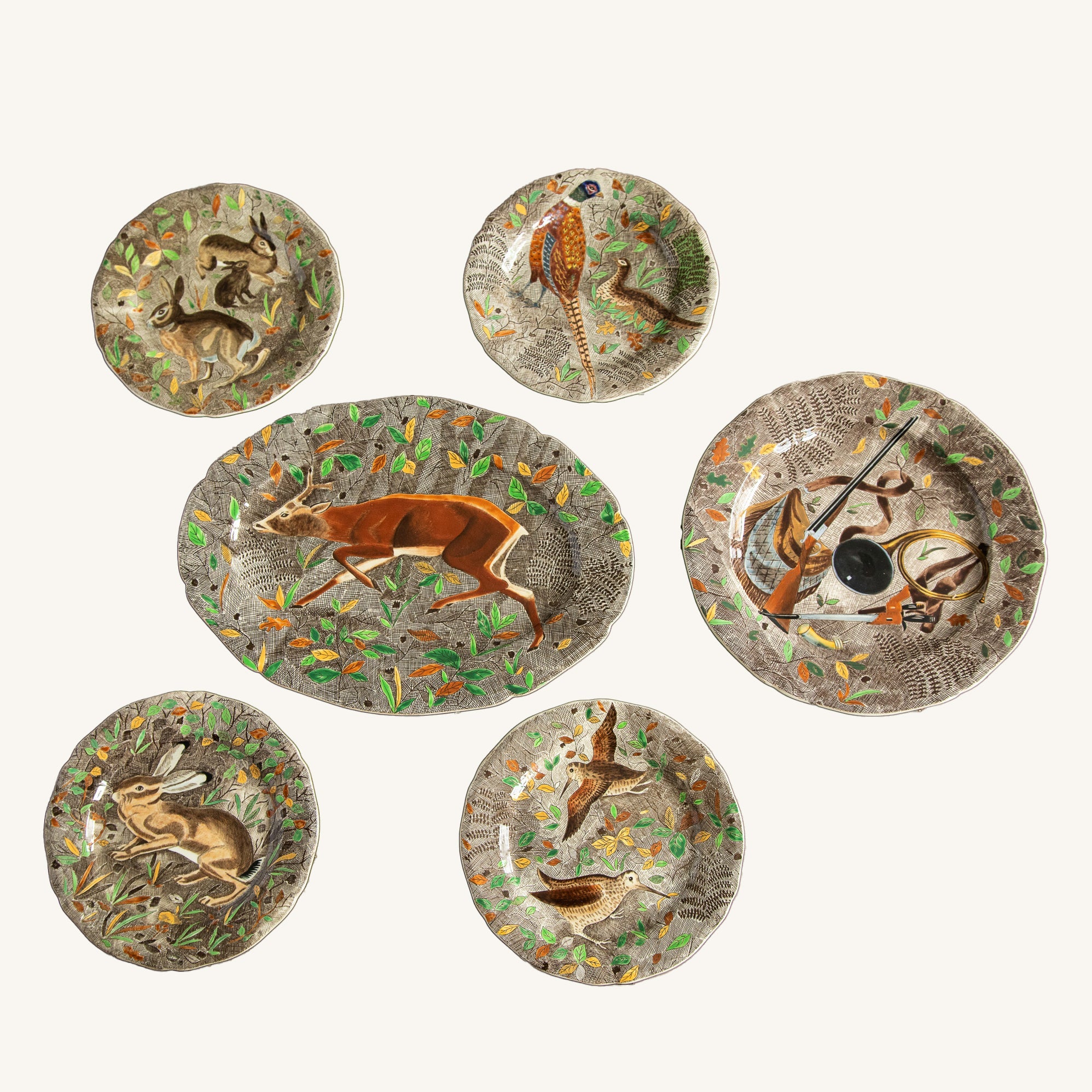 Six Hand Painted Dinnerware Plates Created By Painter Jean Bertholle F ...